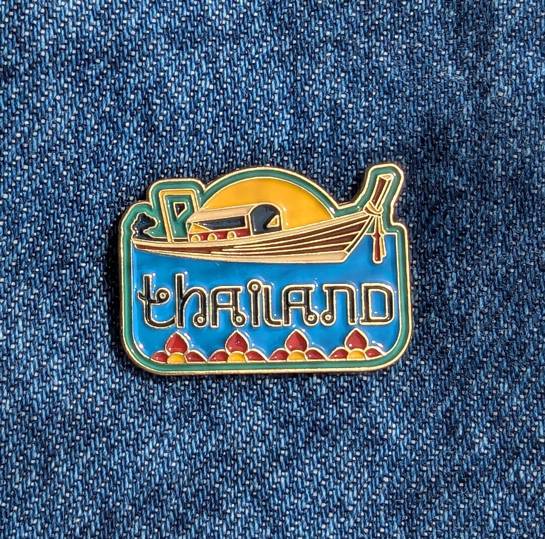 Thailand Travel Pin 1.25" Inch, Soft Enamel Pin, Golden Metal, Flair ...