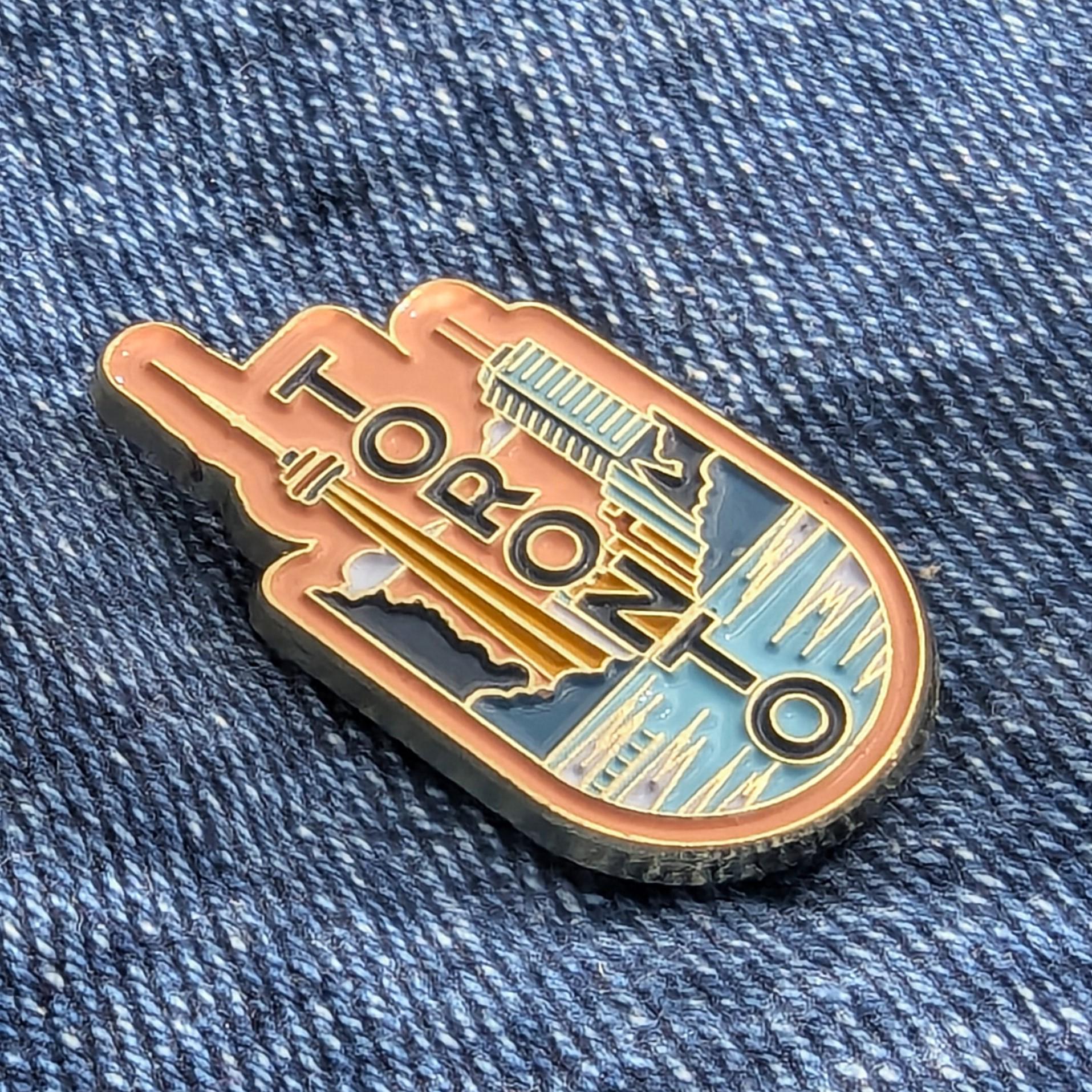 Toronto Canada 1.25" Enamel Pin, Travel Pins Golden Metal Badge Flair ...