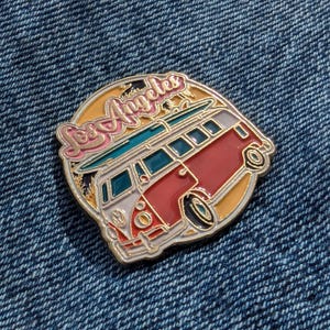 Los Angeles USA Travel Pin 1.25" Inch, Soft Enamel Pin, Golden Metal ...
