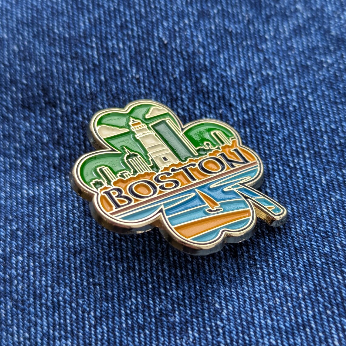 Boston USA 1.25" Inch Enamel Pin, Travel Pins Golden Metal Badge Flair ...