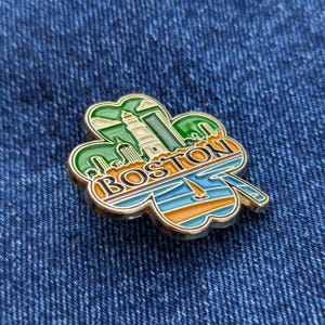 Boston USA 1.25" Inch Enamel Pin, Travel Pins Golden Metal Badge Flair ...