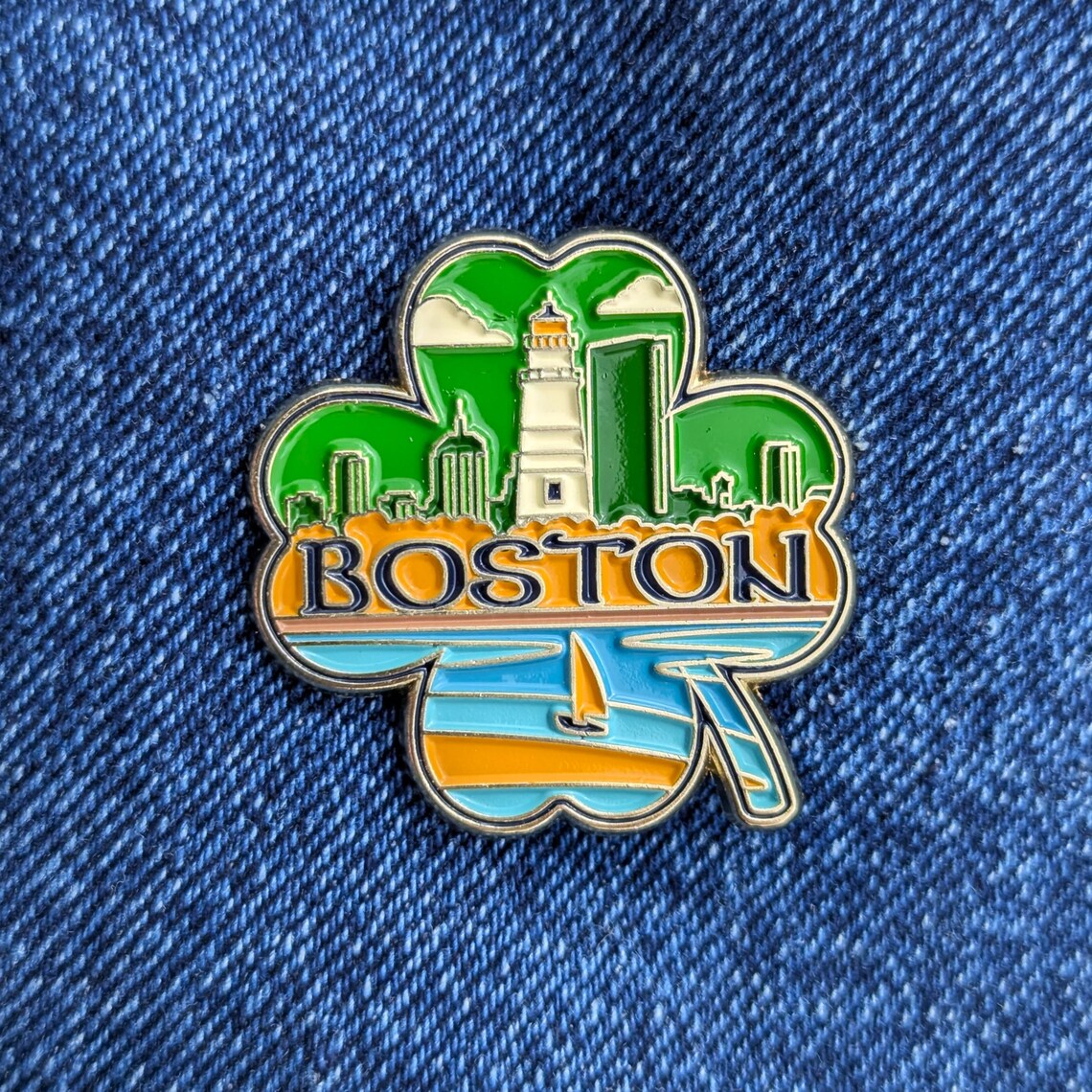 Boston USA 1.25" Inch Enamel Pin, Travel Pins Golden Metal Badge Flair ...