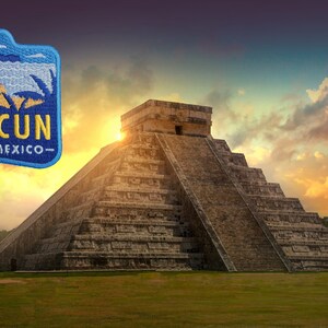 Cancun Mexico 3" Travel Patch Embroidered Iron on Sew on Badge Souvenir ...