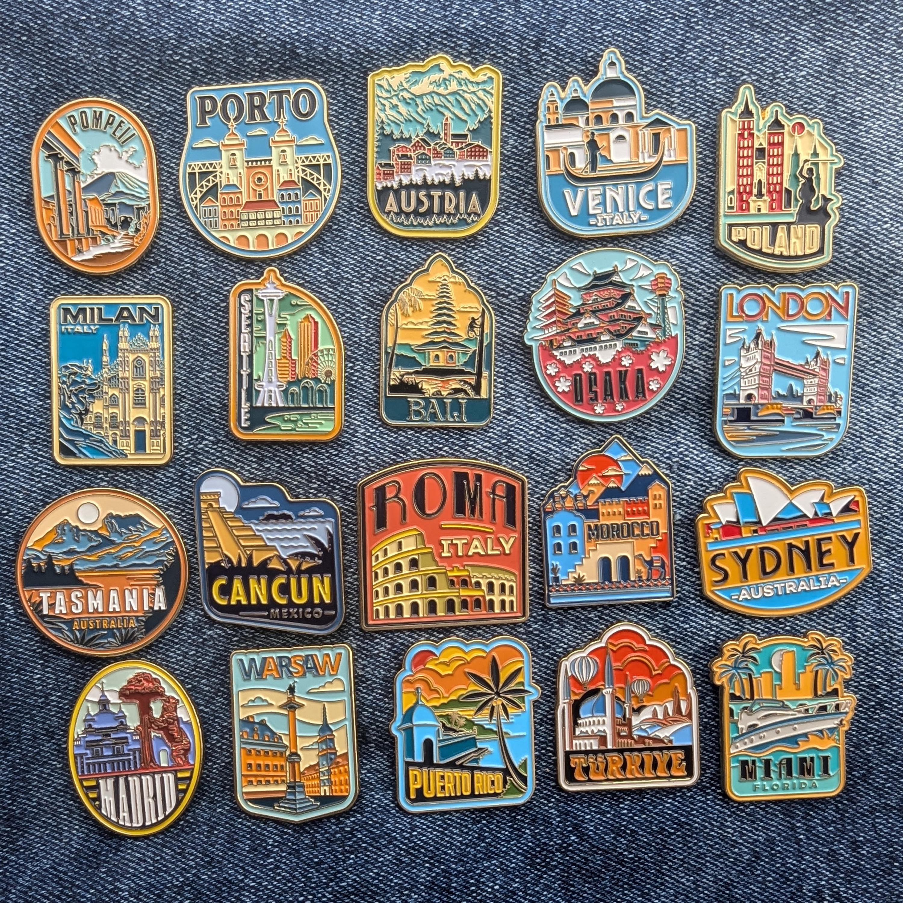Los Angeles USA Travel Pin 1.25" Inch, Soft Enamel Pin, Golden Metal ...