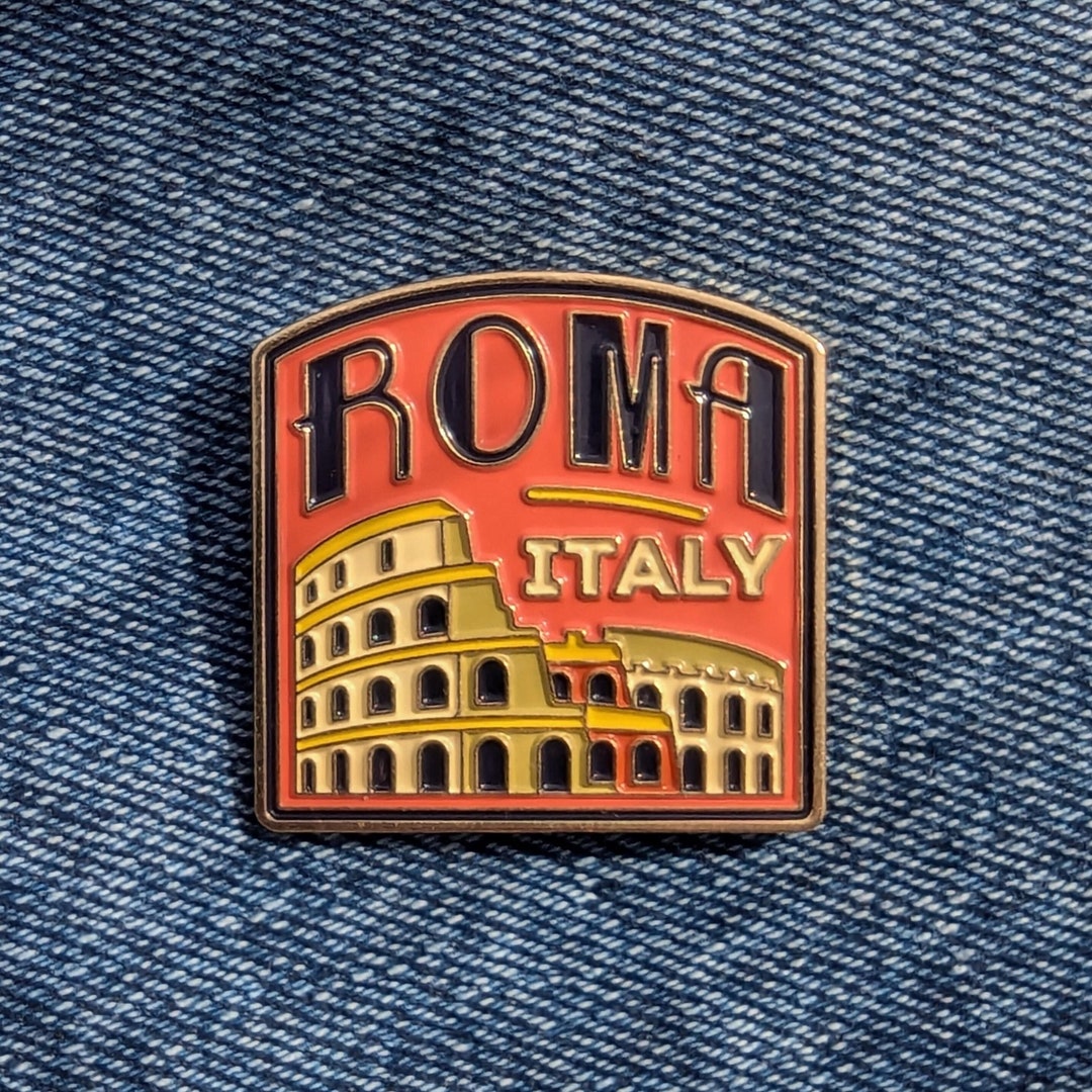 Roma Italy Travel Pin 1.25" Inch, Soft Enamel Pin, Golden Metal, Flair ...