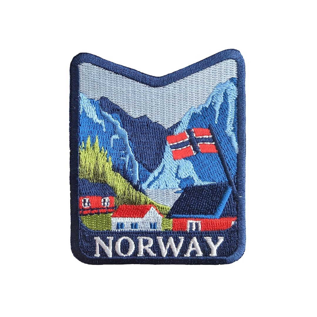 Norway 3" Travel Patch, Scandinavia Nordic Embroidered Iron on Sew on ...