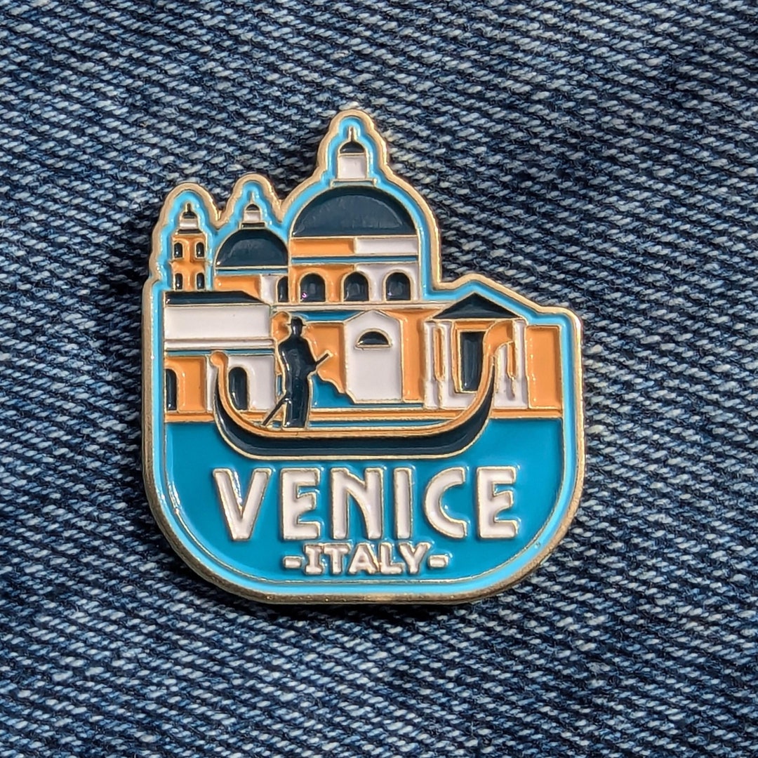 Venice Italy Travel Pin 1.25" Inch, Soft Enamel Pin, Golden Metal ...