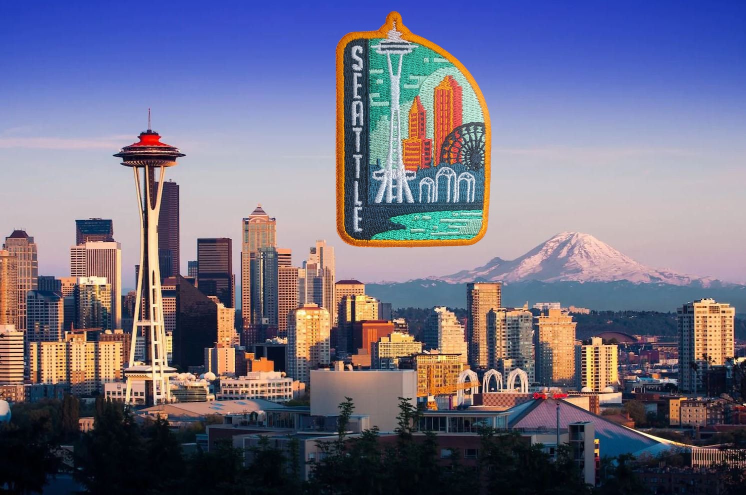 Seattle USA 3" Travel Patch Embroidered Iron on Sew on Badge Souvenir ...