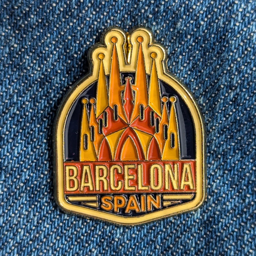 Barcelona Spain Travel Pin 1.25" Inch, Soft Enamel Pin, Gold Metal ...