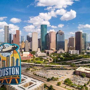 Houston USA Travel Patch Embroidered Iron on Sew on Badge Souvenir ...
