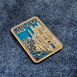 Milan Italy 1.25" Enamel Pin Travel Badge Pinback Golden Lapel City ...