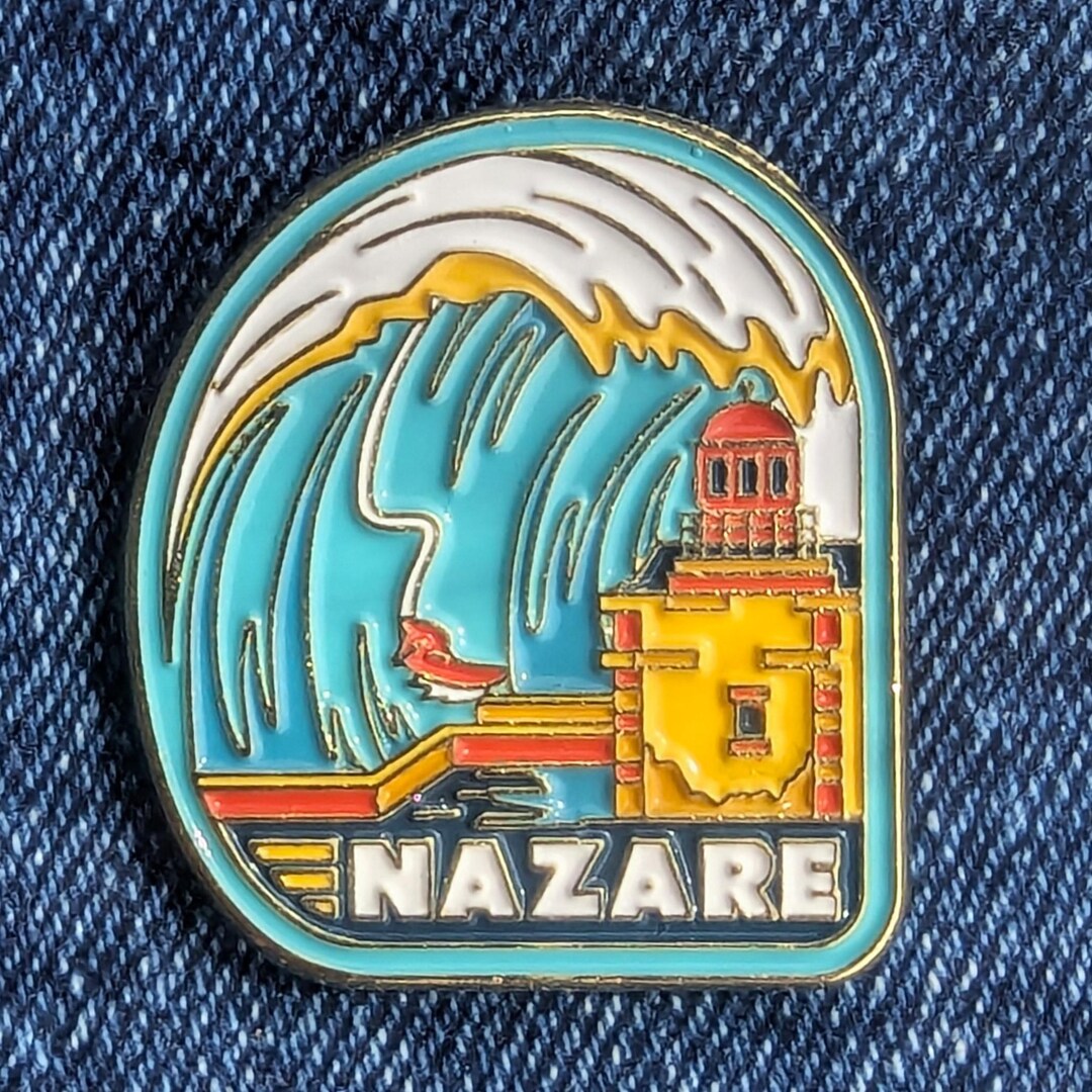 Nazare Portugal 1.25" Enamel Pin, Travel Pins Golden Metal Badge Flair ...