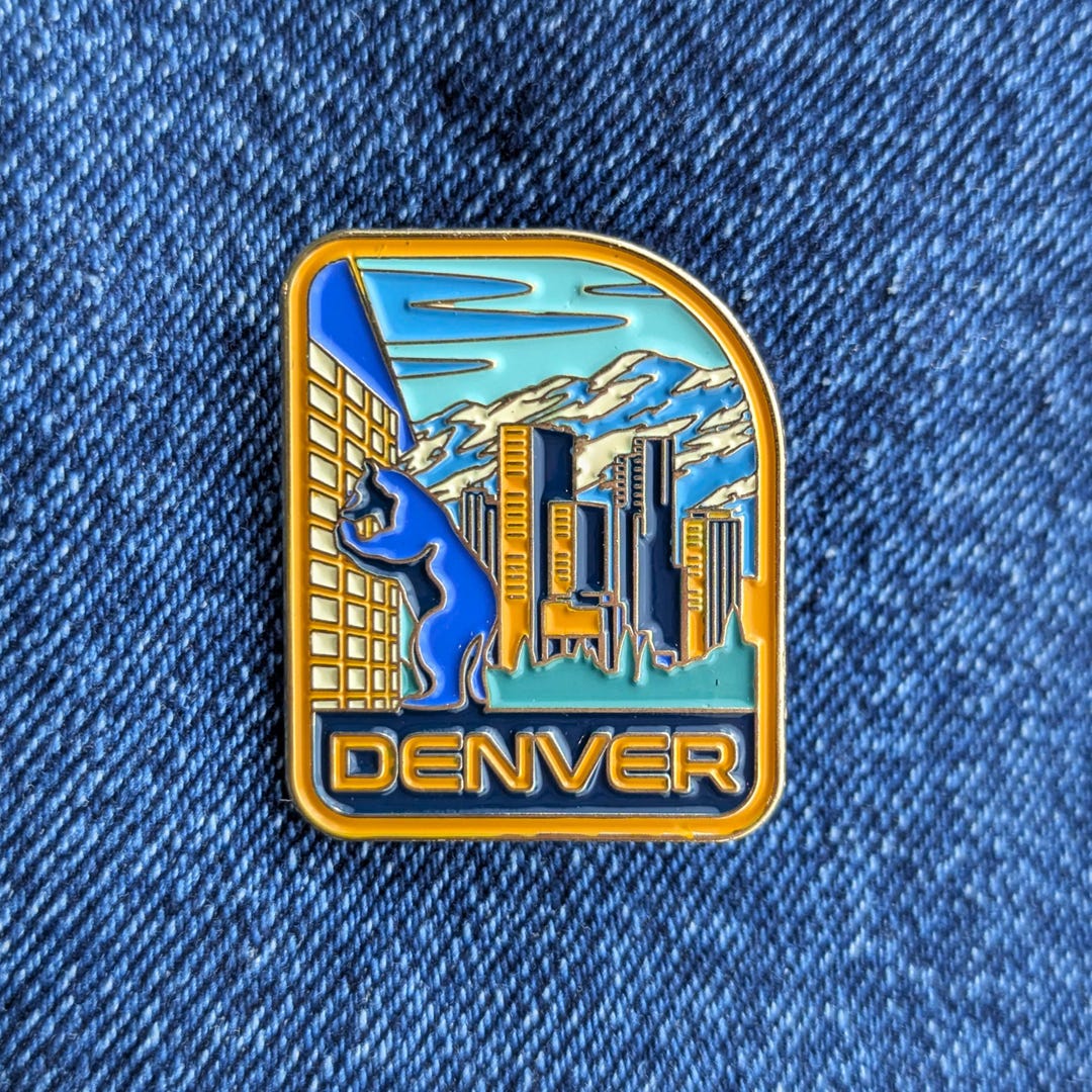 Denver USA Enamel Pin 1.25" Inch, Travel Pins Golden Metal Badge Flair ...