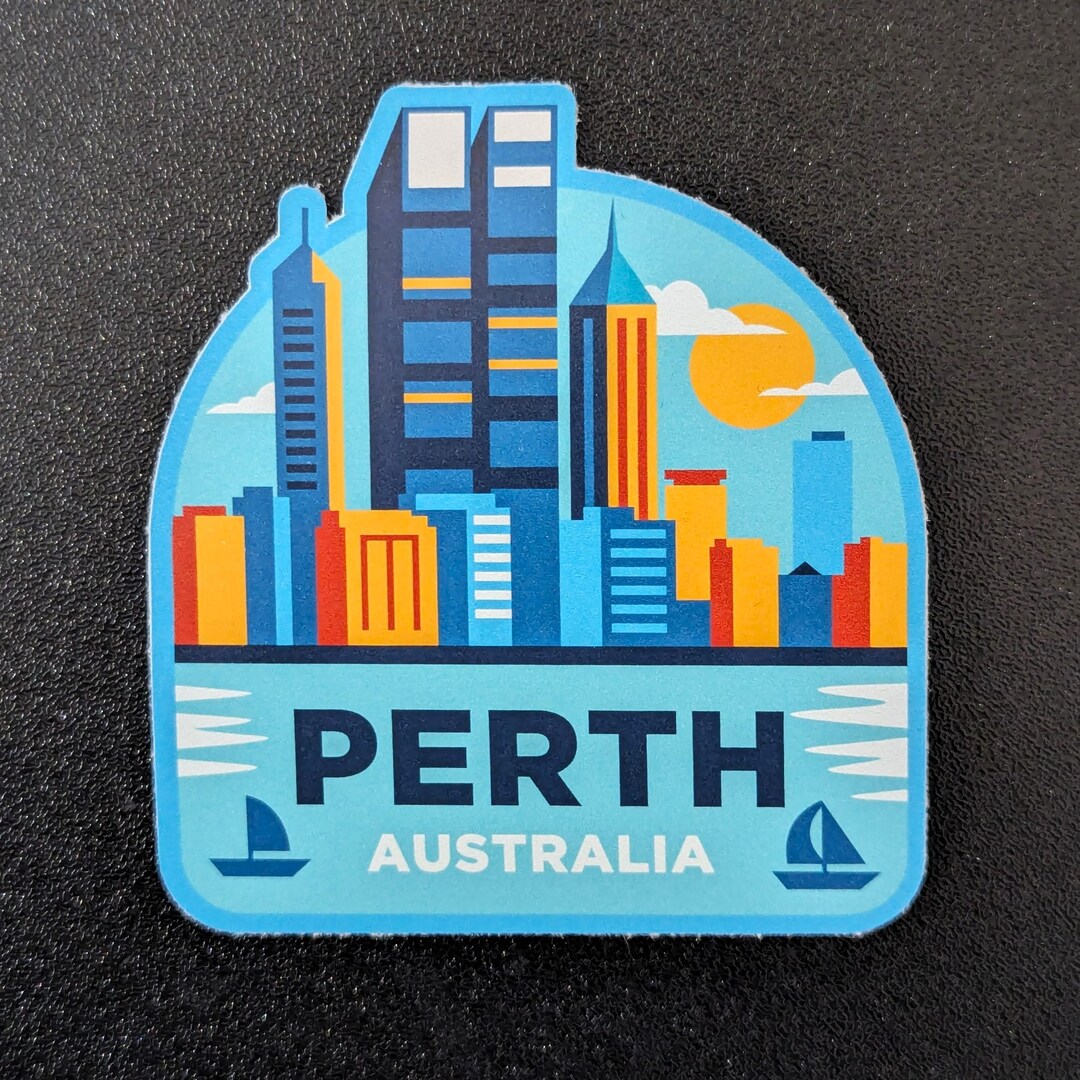 Perth Australia 3" Vinyl Sticker Decal for Luggage, Waterbottle Laptop ...