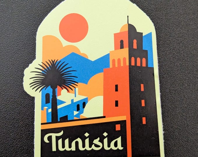 A5 Sticker Sheet Tunisia Landmarks Vinyl Stickers - Country Map Airport ...