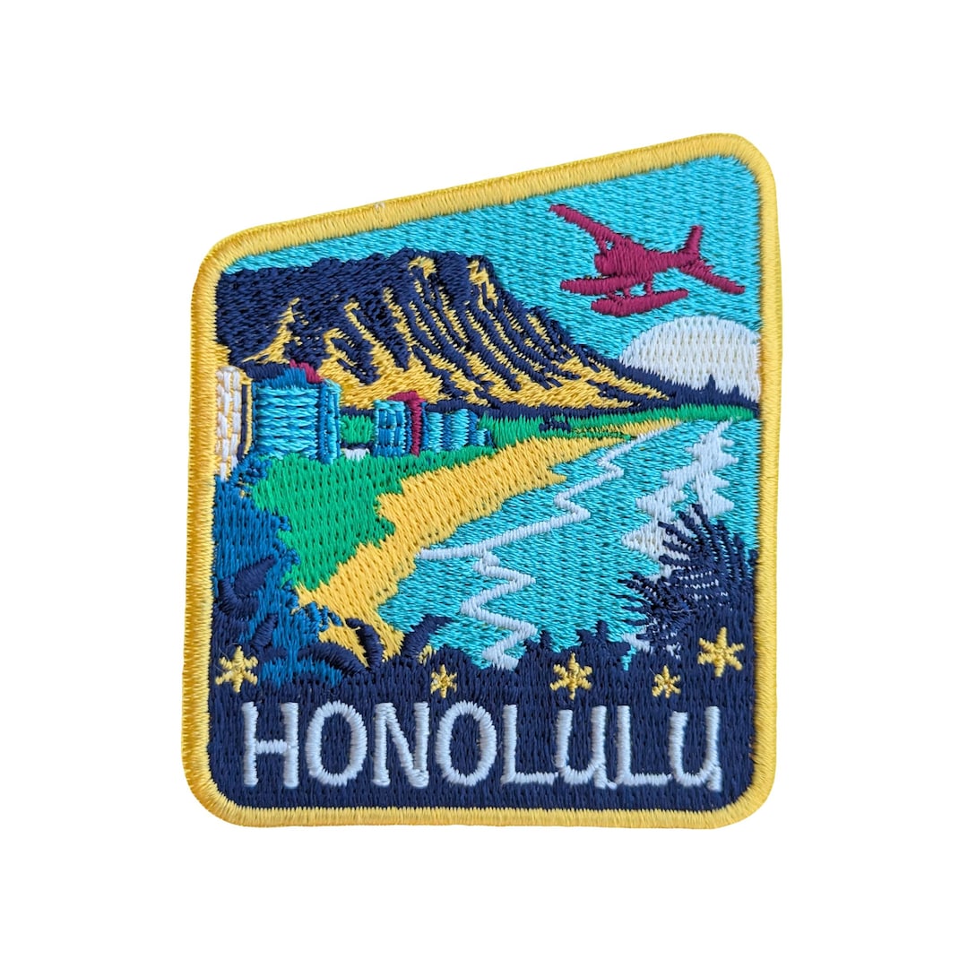 Honolulu Hawaii Travel Patch Embroidered Iron on Sew on Badge Souvenir Applique Motif City ...