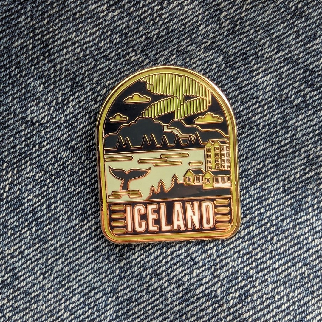 Iceland 1.25" Travel Pin, Hard Enamel Pin, Flair, Brooch, Lapel, Pins ...