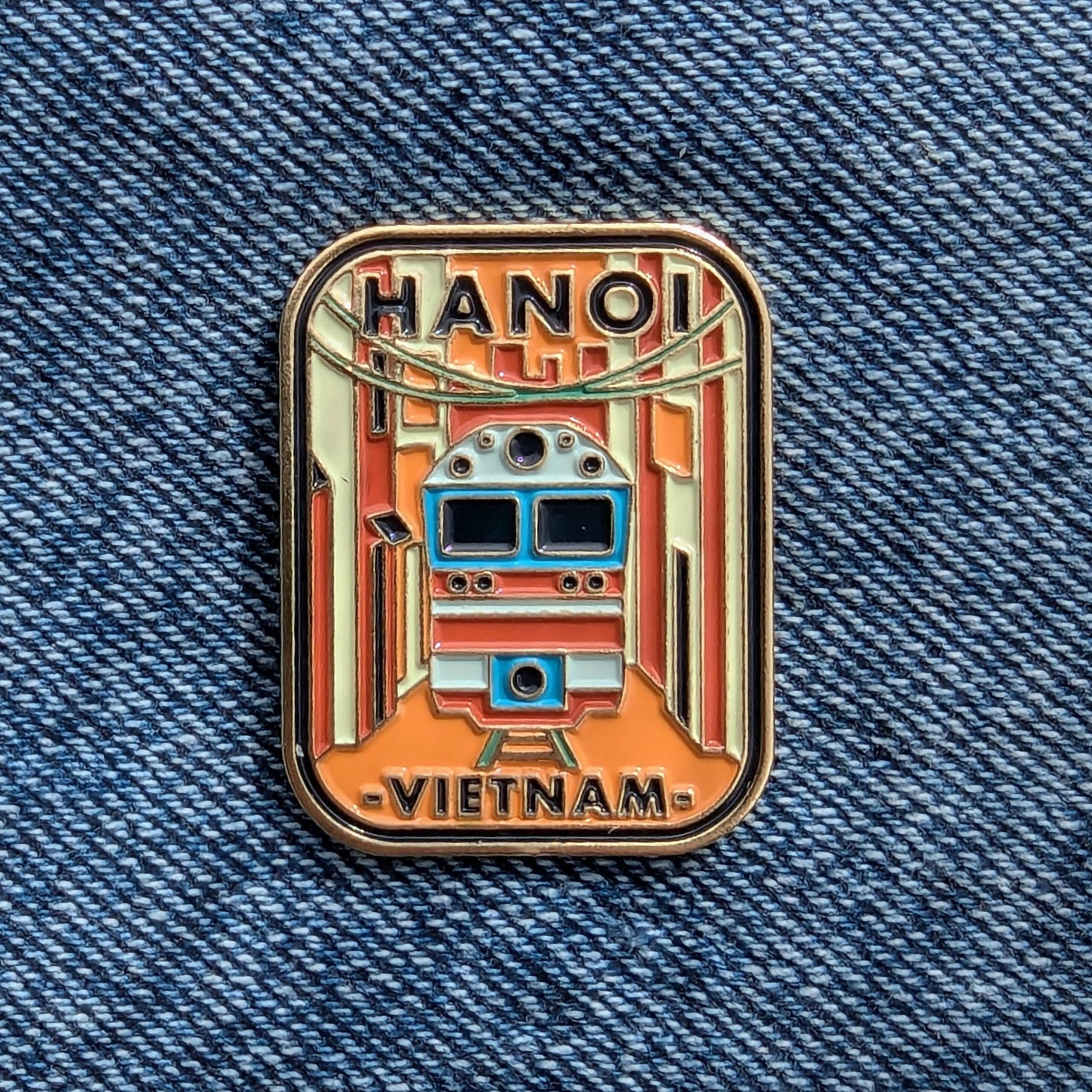 Hanoi Vietnam 1.25" Enamel Pin Travel Badge Pinback Golden Lapel City ...