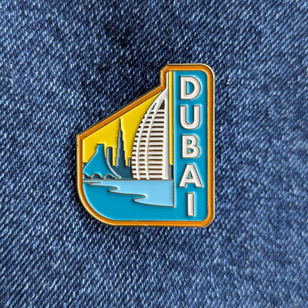 Dubai UAE Enamel Pin 1.25" Inch, Travel Pins Golden Metal Badge Flair ...