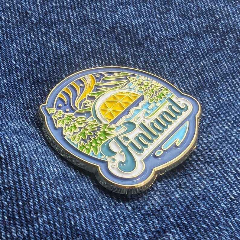 Finland 1.25" Enamel Pin, Travel Pins Golden Metal Badge Flair Brooch ...