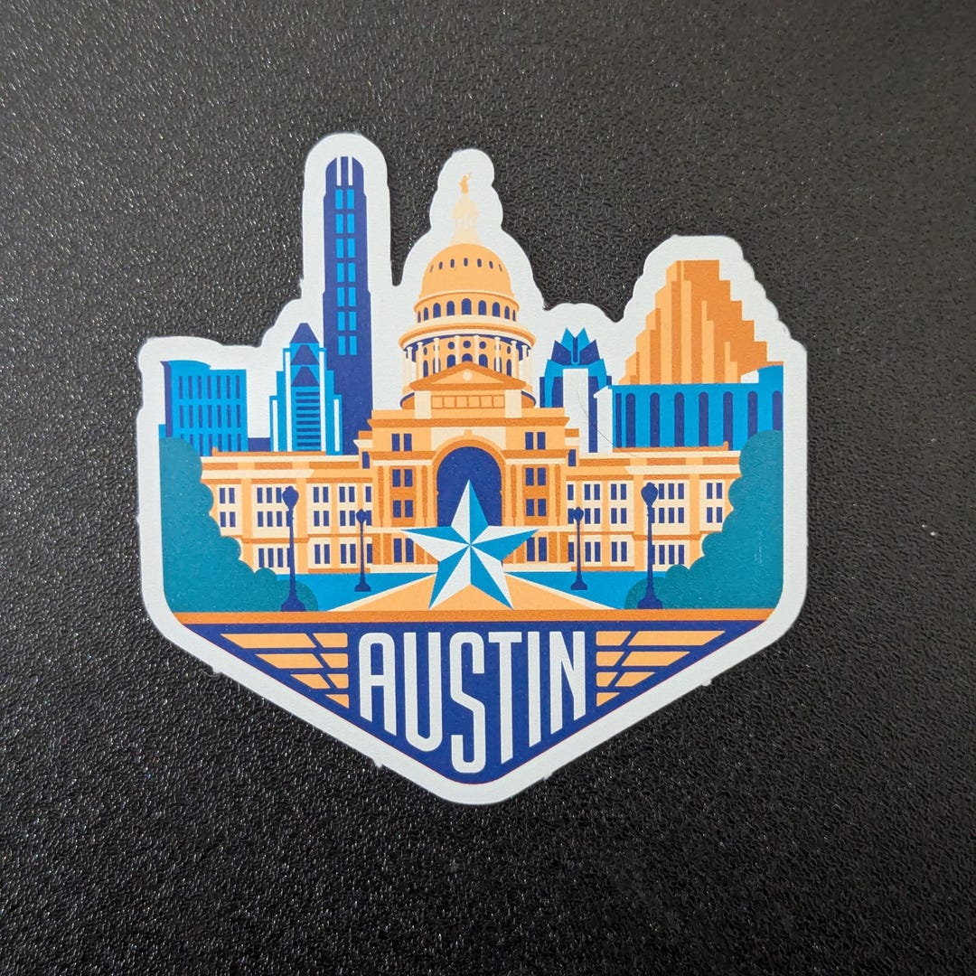 Austin Texas USA 3" Vinyl Sticker Decal for Travel Luggage, Diary ...