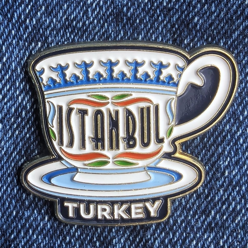 Istanbul Turkiye Enamel Pin 1.25" Inch, Travel Pins Golden Metal Badge ...