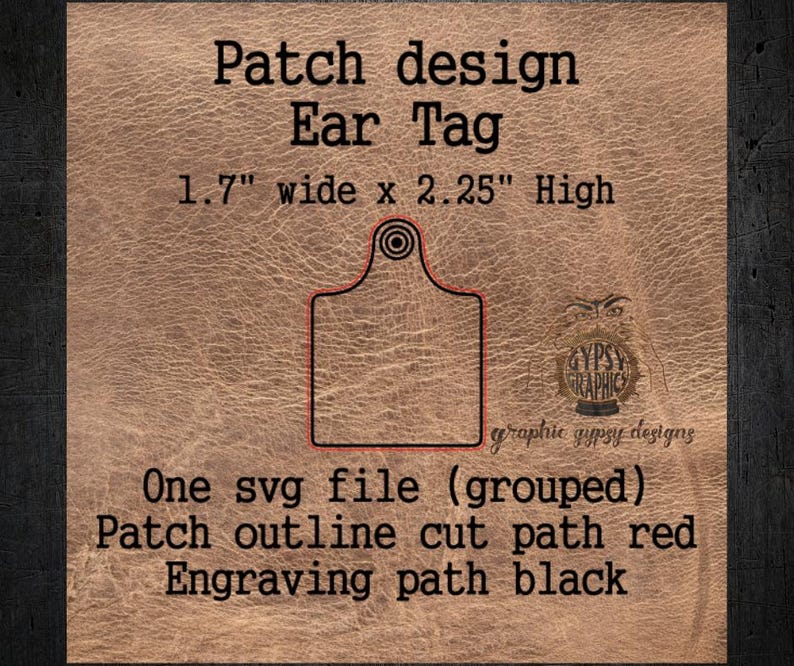Ear Tag Patch Design SVG File Download, Ear Tag Hat Patch Template ...