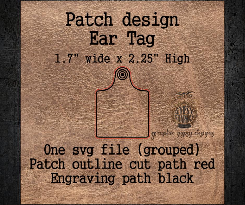 Ear Tag Patch Design SVG File Download, Ear Tag Hat Patch Template ...