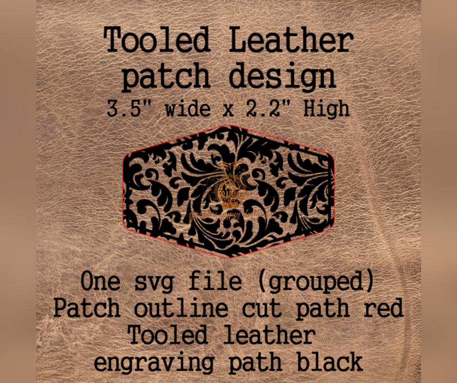 Tooled Leather Patch Design SVG File Download, Hat Patch Template ...