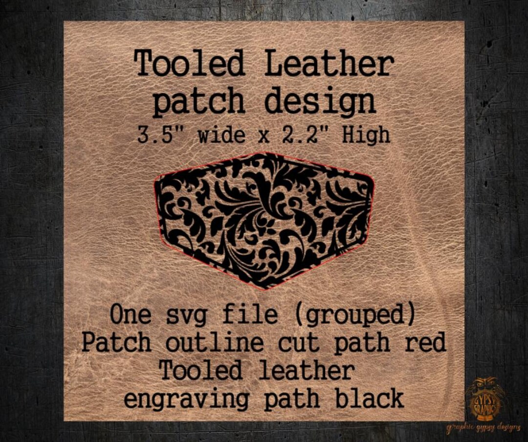 Tooled Leather Patch Design SVG File Download, Hat Patch Template ...