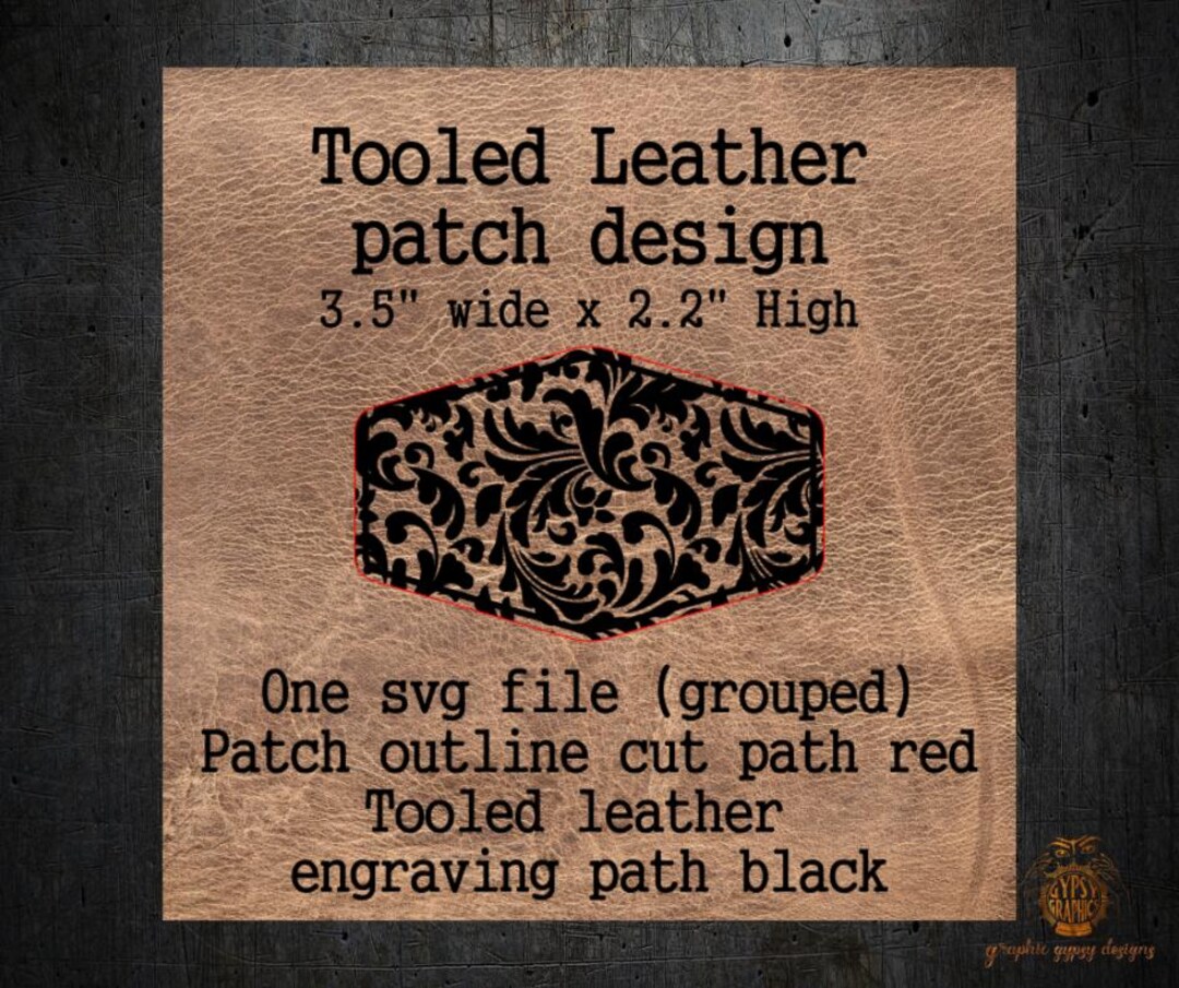 Tooled Leather Patch Design SVG File Download, Hat Patch Template ...