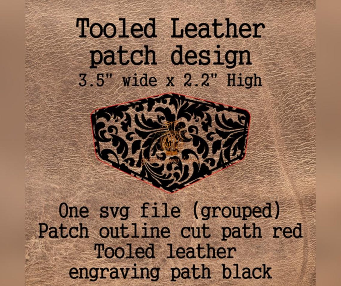 Tooled Leather Patch Design SVG File Download, Hat Patch Template ...