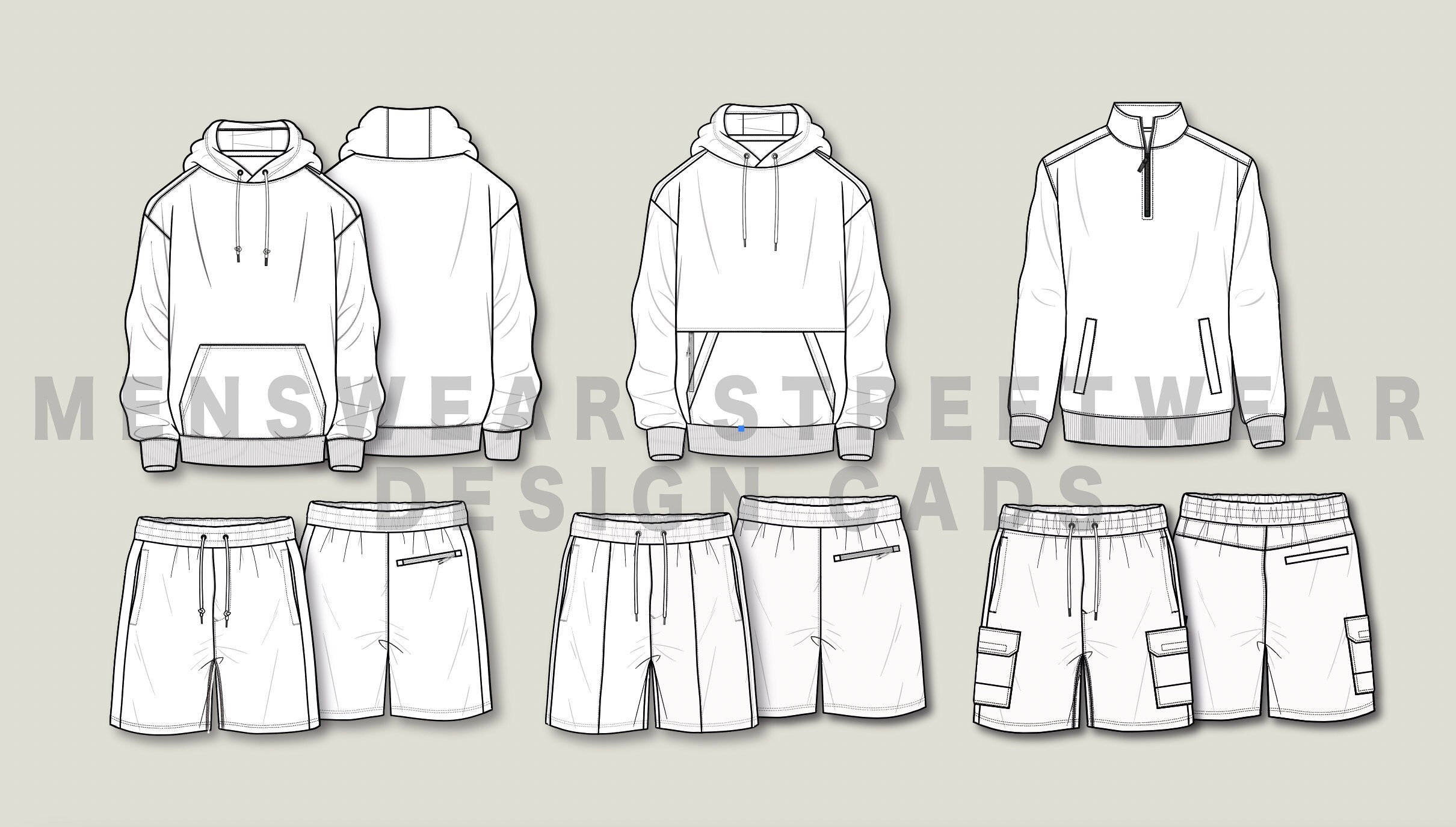 Menswear Streetwear CAD Essentials - Fashion Design Template ...