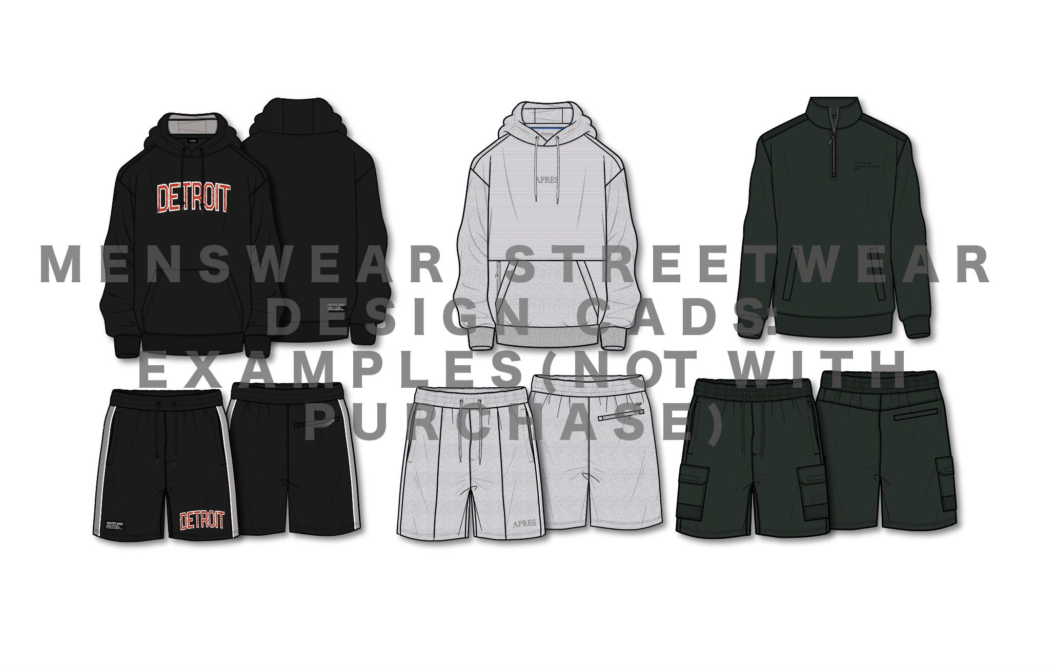 Menswear Streetwear CAD Essentials - Fashion Design Template ...