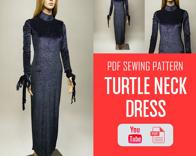 Bodycon Dress Pdf Turtleneck Pattern Fitted Dress Sewing Pattern Sewing ...