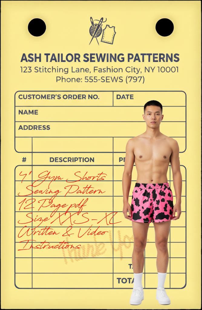 4 Inch Mens Gym Shorts Sewing Pattern With Video Tutorial | Sewing ...