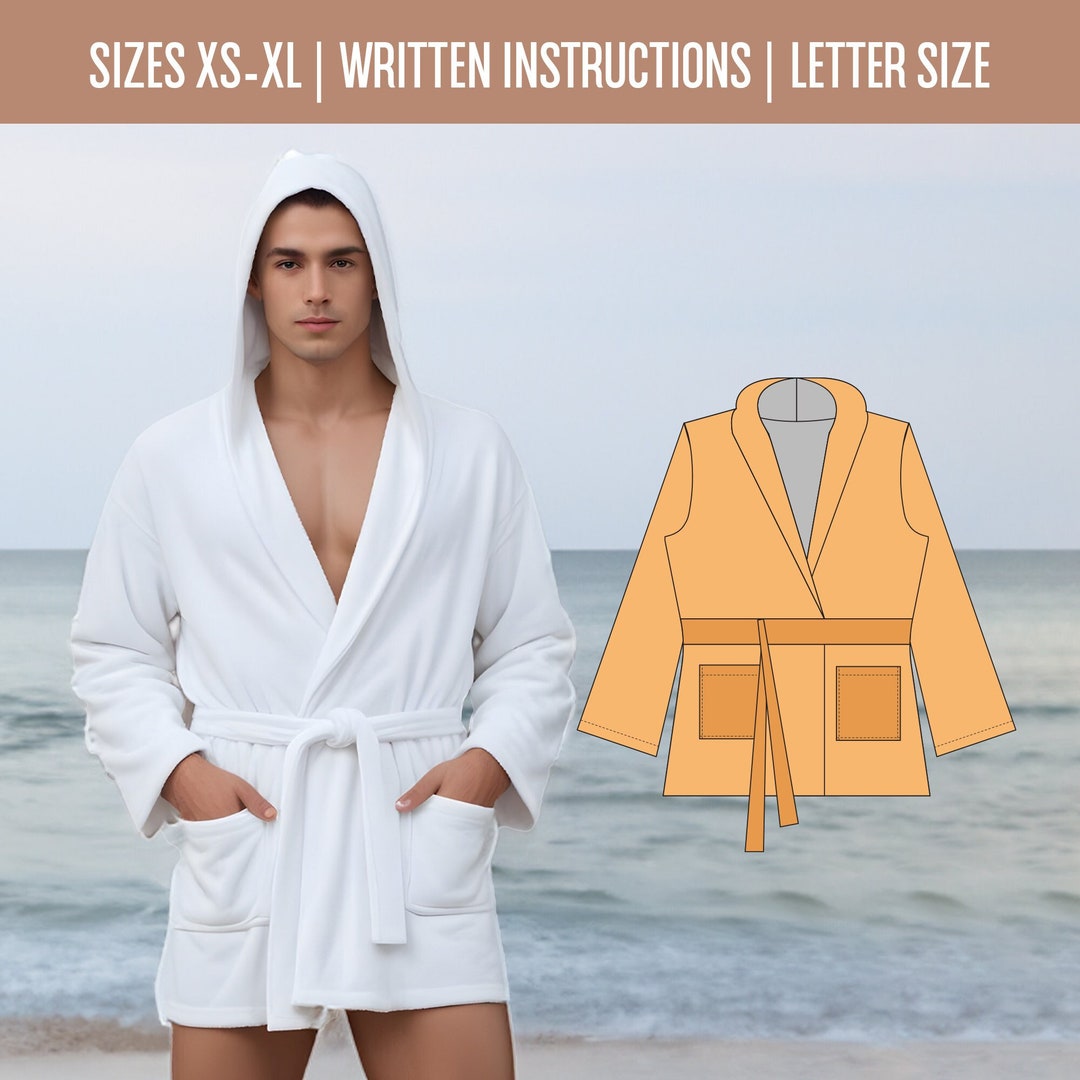 Unisex Short Beach Robe With Hood Sewing Pattern | Sizes XS-XL | Summer ...