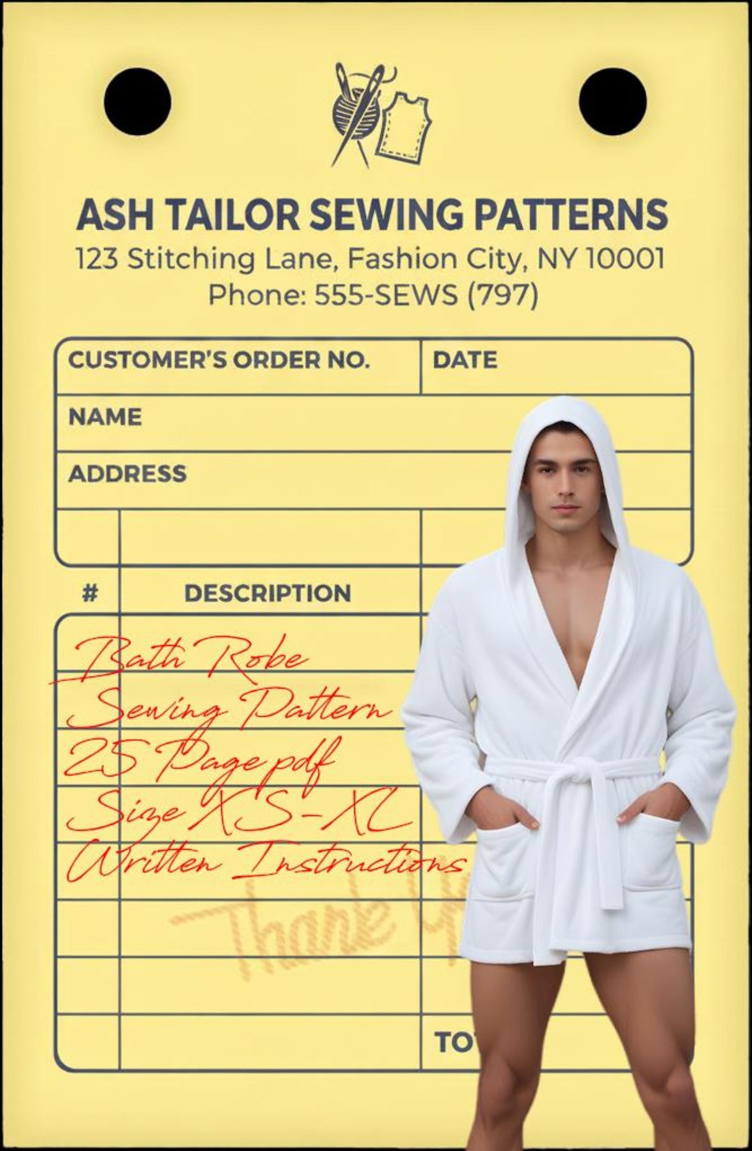 Short Bath Robe Sewing Pattern | Hooded Beach Cover up Sewing Pattern ...