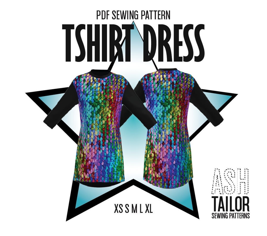 Loose Tee Shirt Dress Sewing Pattern | Baggy Tee Dress Sewing Pattern ...