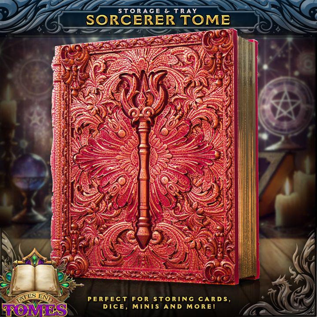 3D Printed Sorcerer Tome: Travel Dice Box, TCG Card & Miniature Storage ...