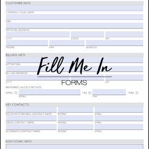 Fillable New Customer Information Form With Custom Logo Option - Jane ...