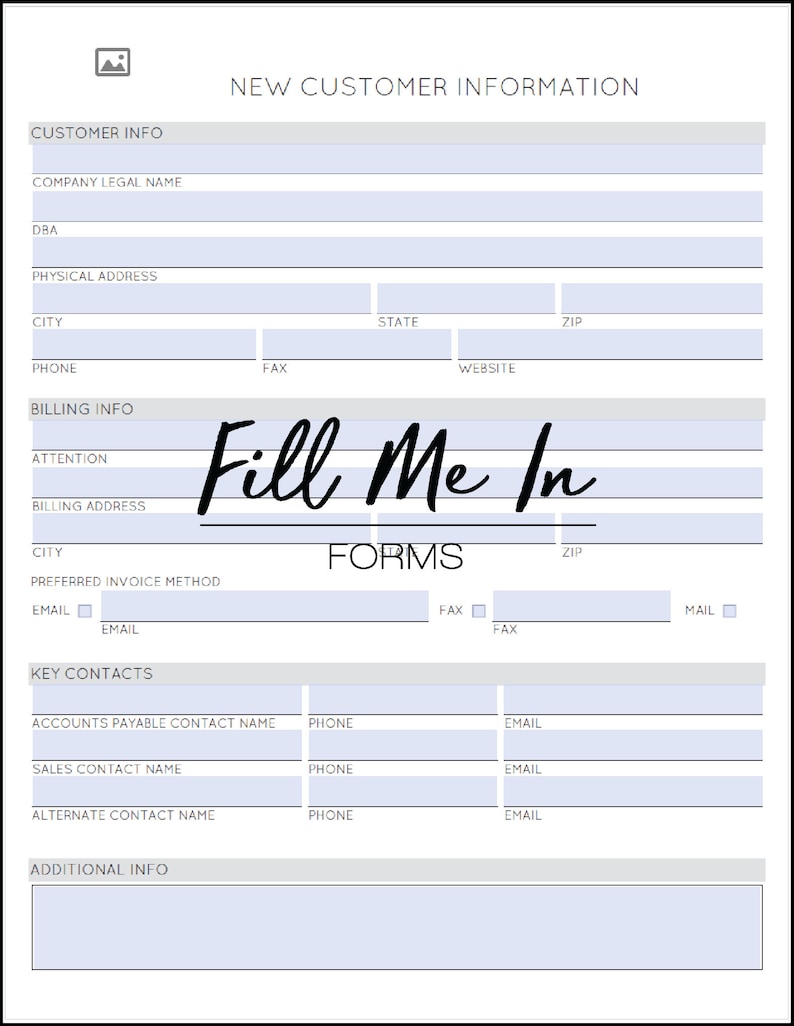 Fillable New Customer Information Form With Custom Logo Option - Jane ...