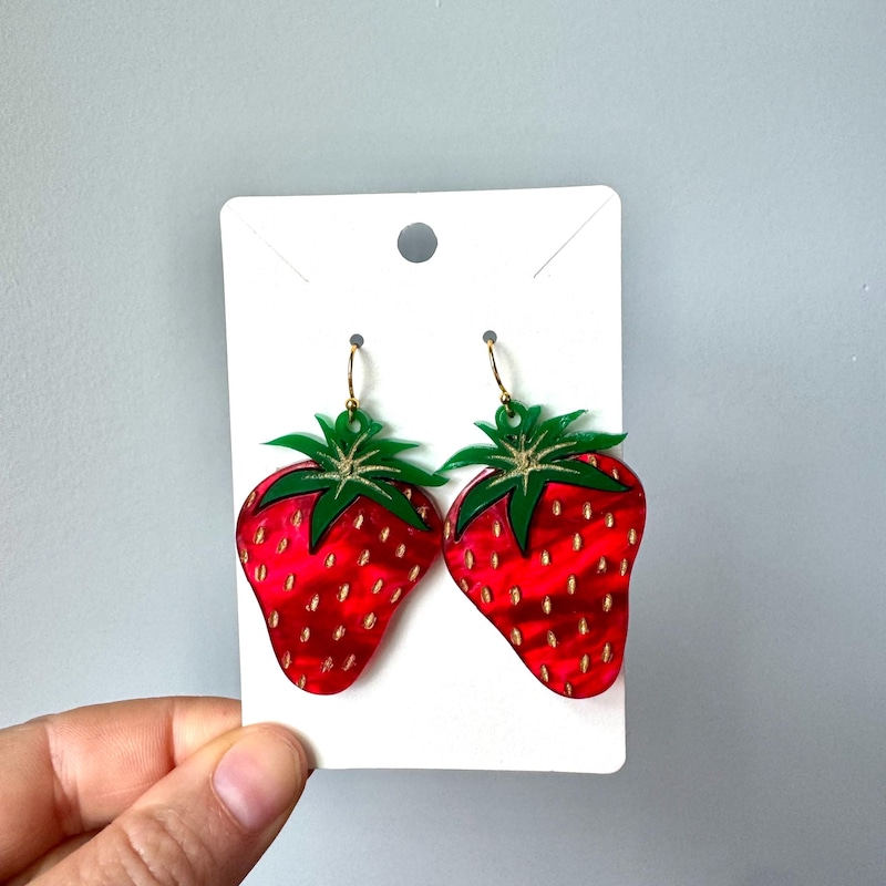 Strawberry Earrings - Etsy