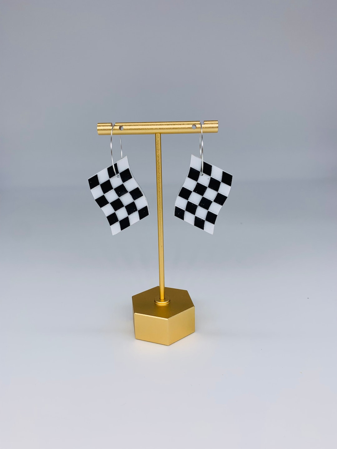 Checkered Earrings | Racing Earrings | Nascar Earrings | Black and ...