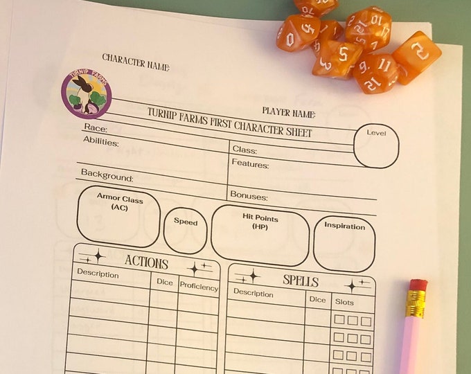 Dnd Printable Kids Character Sheet My First Character Sheet TTRPG for ...