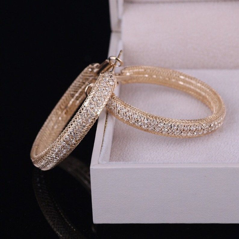 9ct Gold Filled Topaz 30mm hoop earrings | Etsy