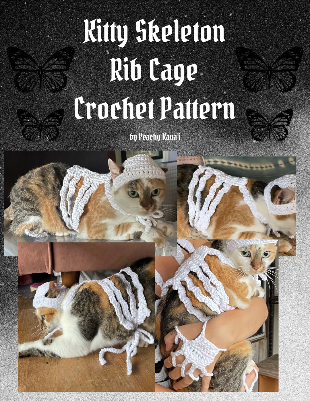 Kitty Skeleton Rib Cage - Crochet Pattern, Cat Costume, Spooky Cat ...