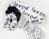 Eye Mask Scrunchies Set Loved Print Black and White Gift - Etsy