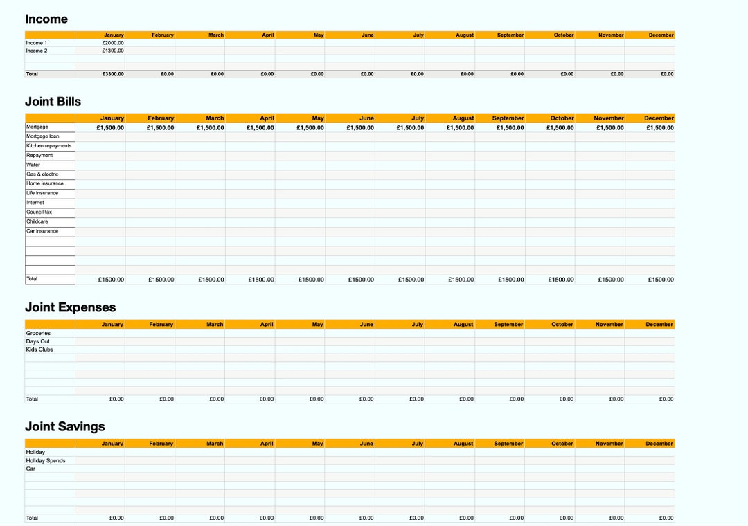 Joint Budget Sheet 2024 - Etsy