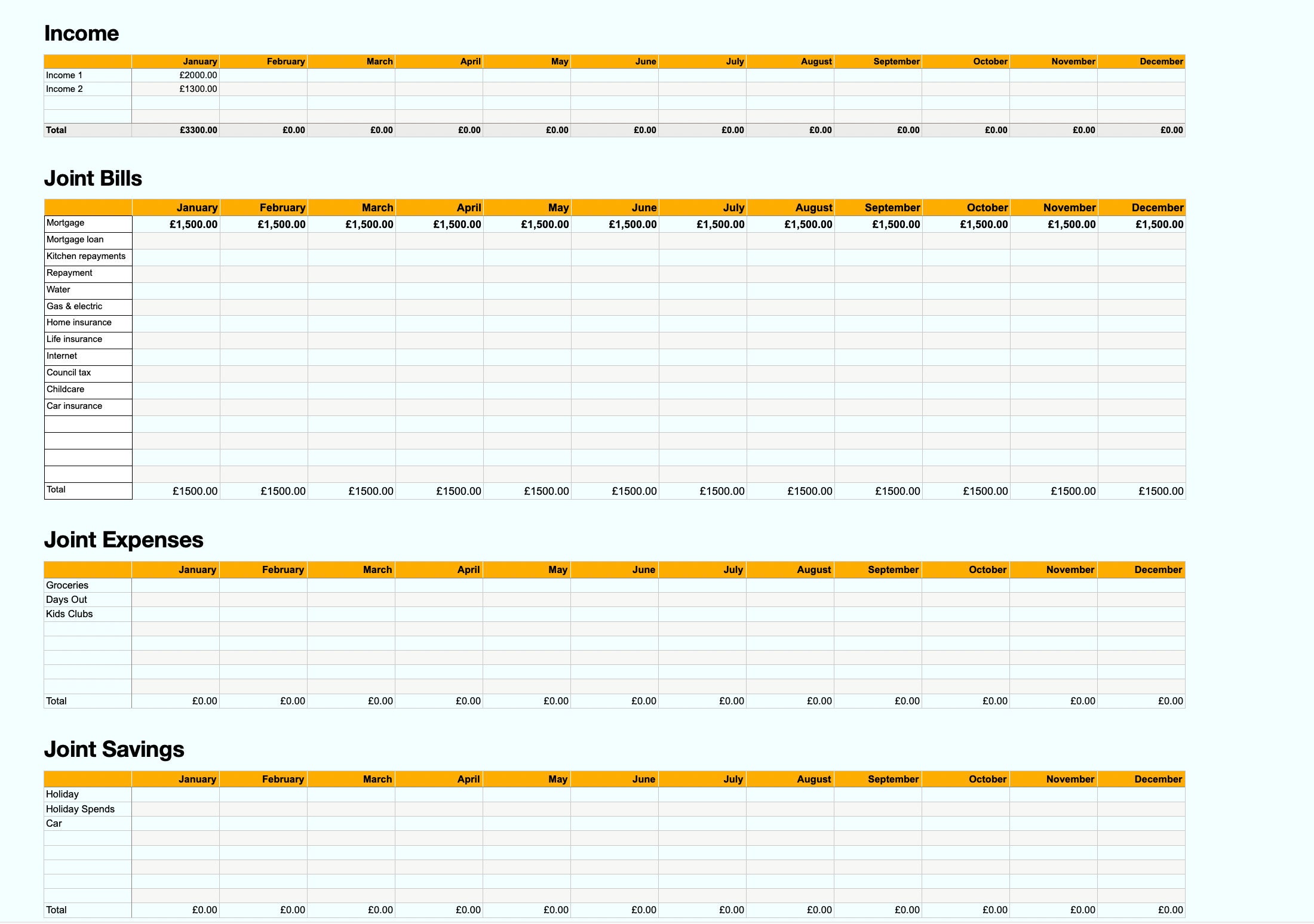 Joint Budget Sheet 2024 - Etsy